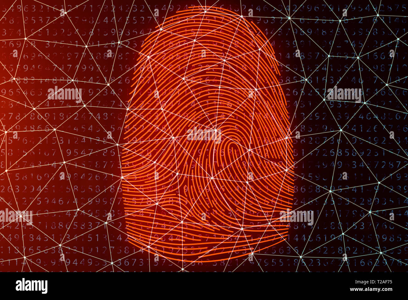 3D illustration Fingerprint scan provides security access with ...