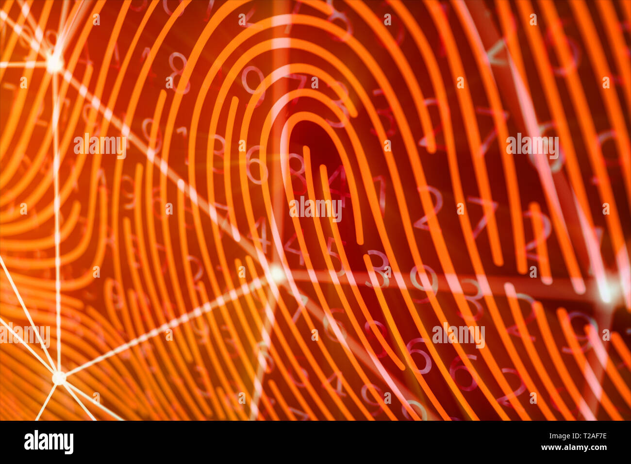 3D illustration Fingerprint scan provides security access with ...