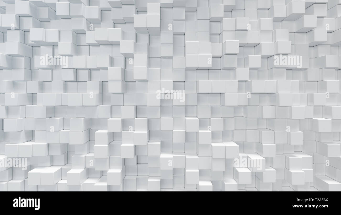 White geometric cube, cubical, boxes, squares form abstract background ...