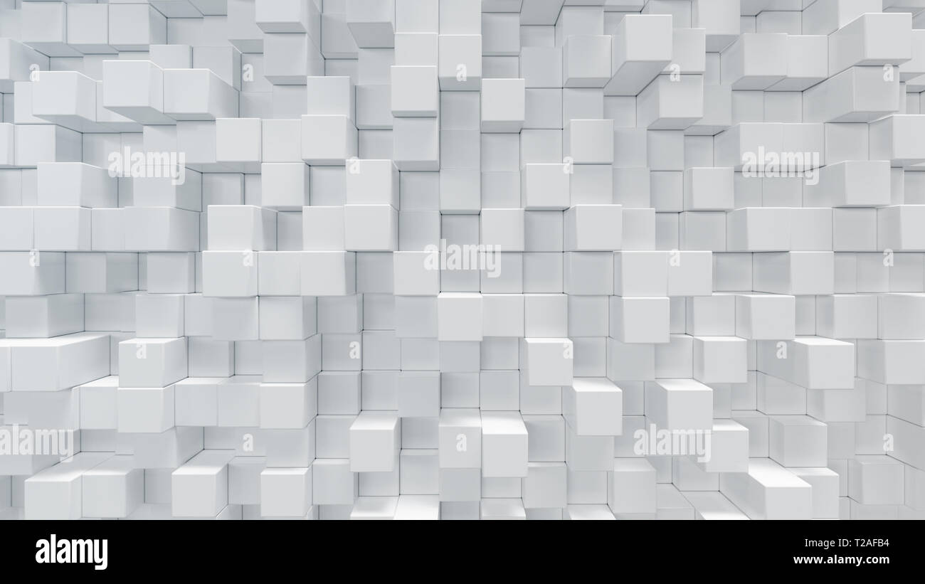 White geometric cube, cubical, boxes, squares form abstract background ...