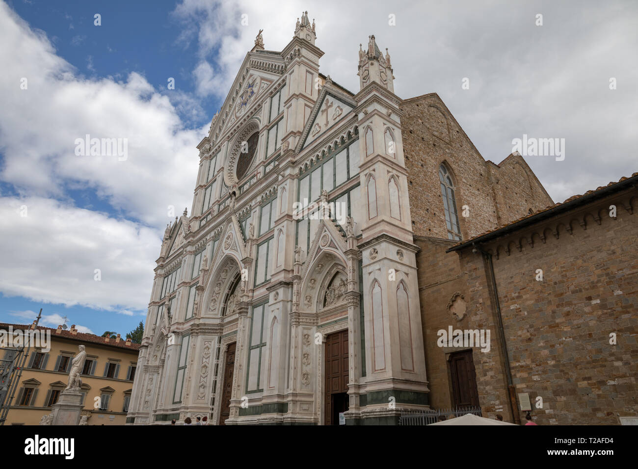 Florence, Italy - June 24, 2018: Panoramic view of exterior of Basilica ...