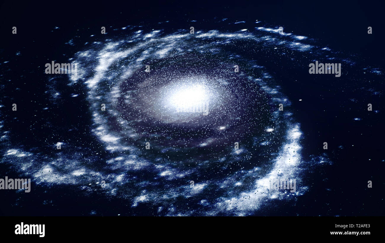 3D illustration galaxy in deep space. Spiral galaxy consisting of star ...