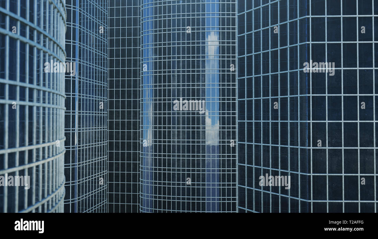 Front view of skyscrapers. Skyscrapers looking front view. Front view ...