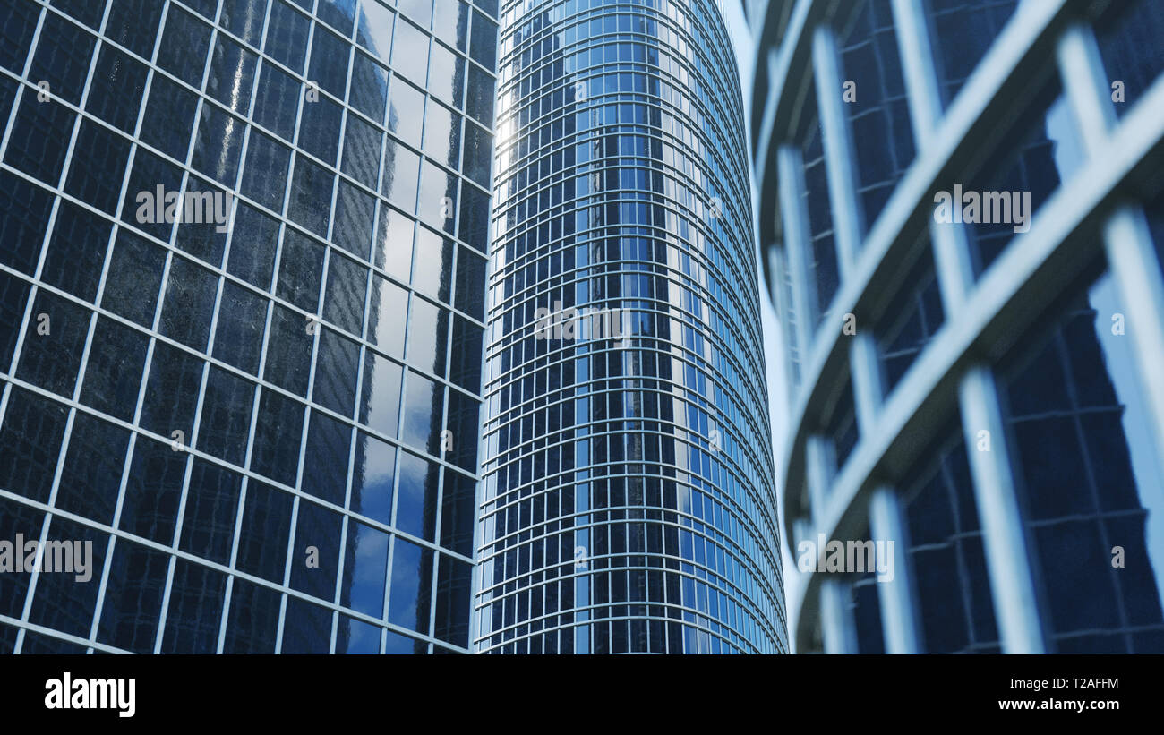 Front view of skyscrapers. Skyscrapers looking front view. Front view ...