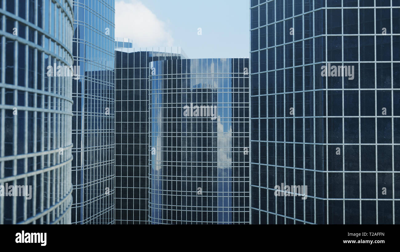 Front view of skyscrapers. Skyscrapers looking front view. Front view ...