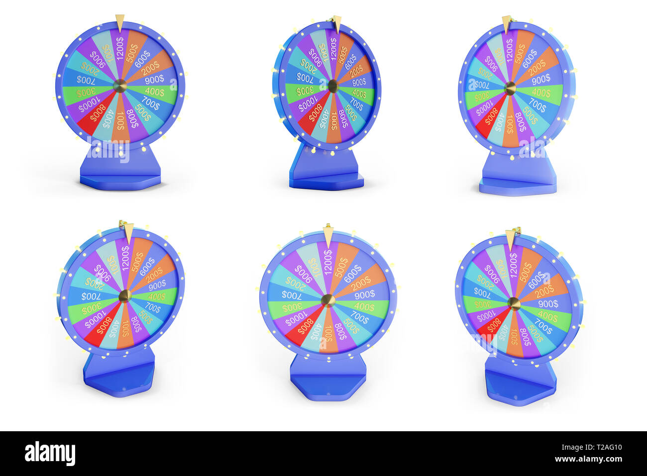 3d illustration colorful wheel of luck or fortune. Set roulette fortune ...