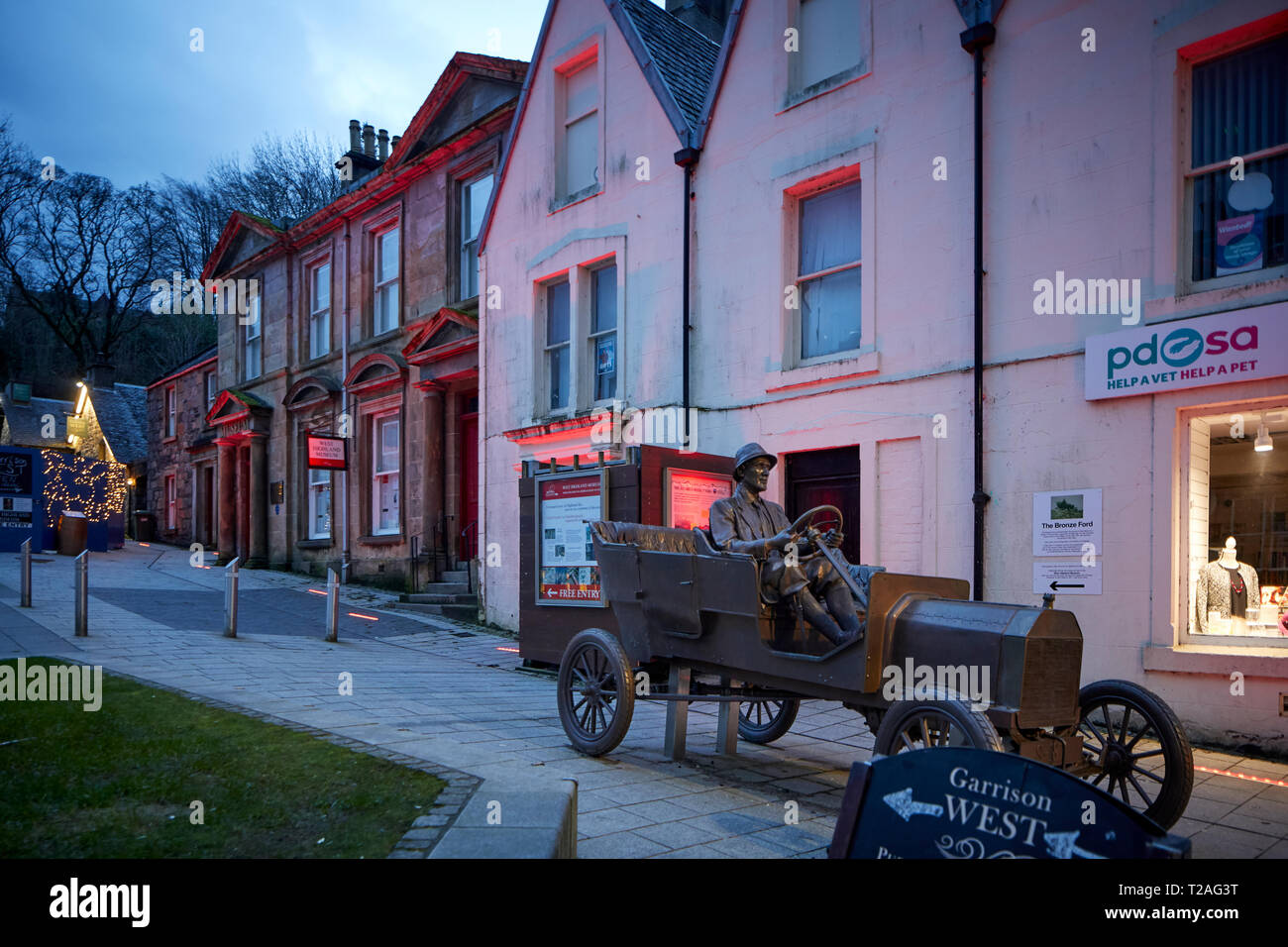 Fort William Town High Street bronze statue commemorating the model T ...