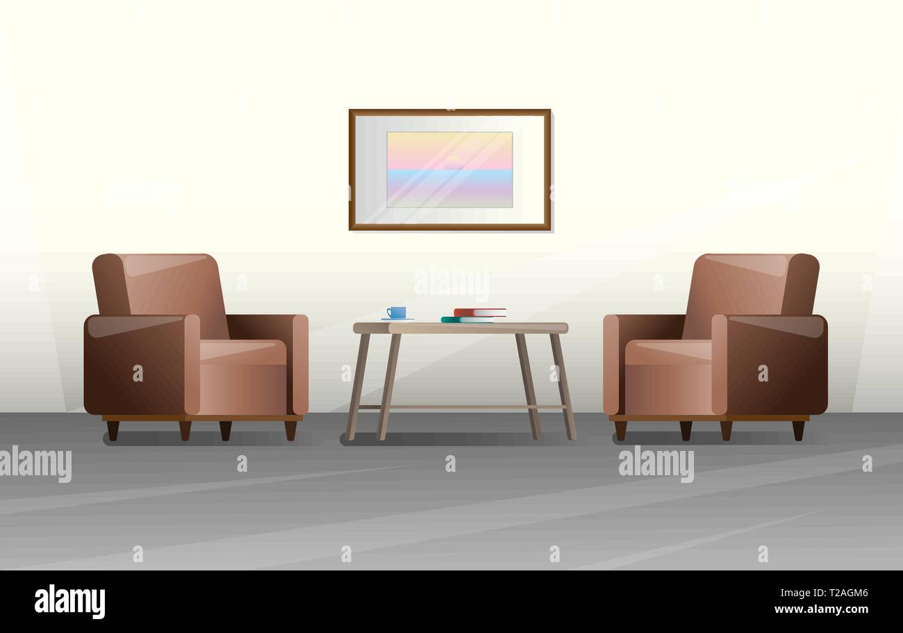 Interior in a flat style. Furniture for living room. Vector ...