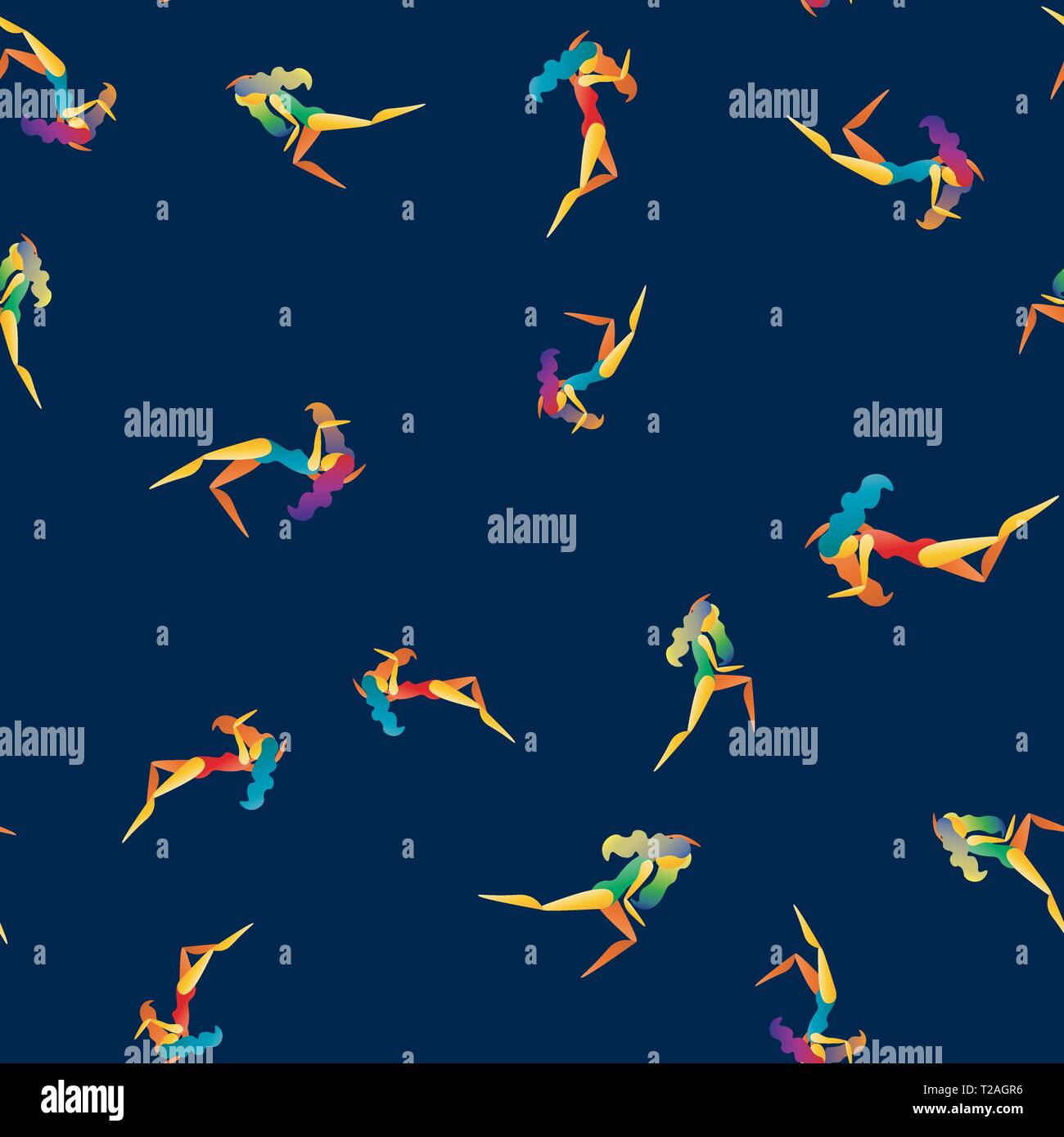 Vector abstract seamless pattern with dancing girls 10 eps Stock Vector ...