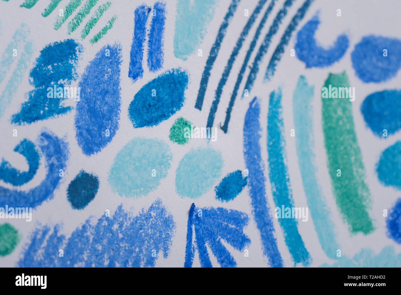 Child's blue toned drawing Stock Photo - Alamy