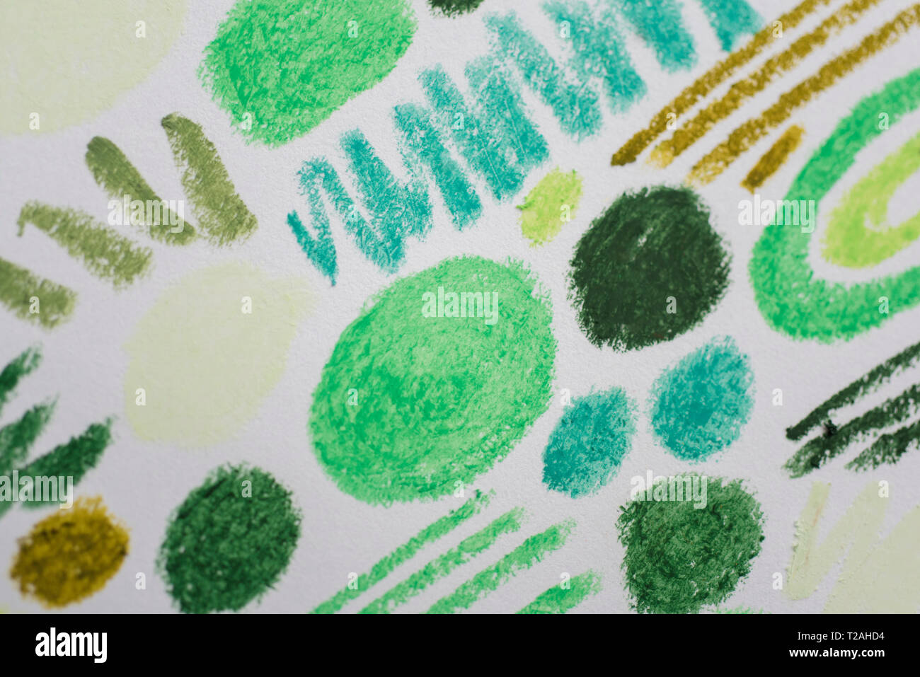 Child's green toned drawing Stock Photo - Alamy