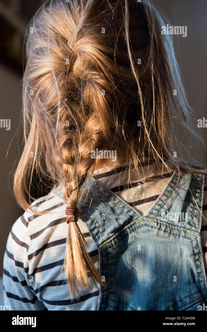 Rear view of girl's braided hair Stock Photo - Alamy