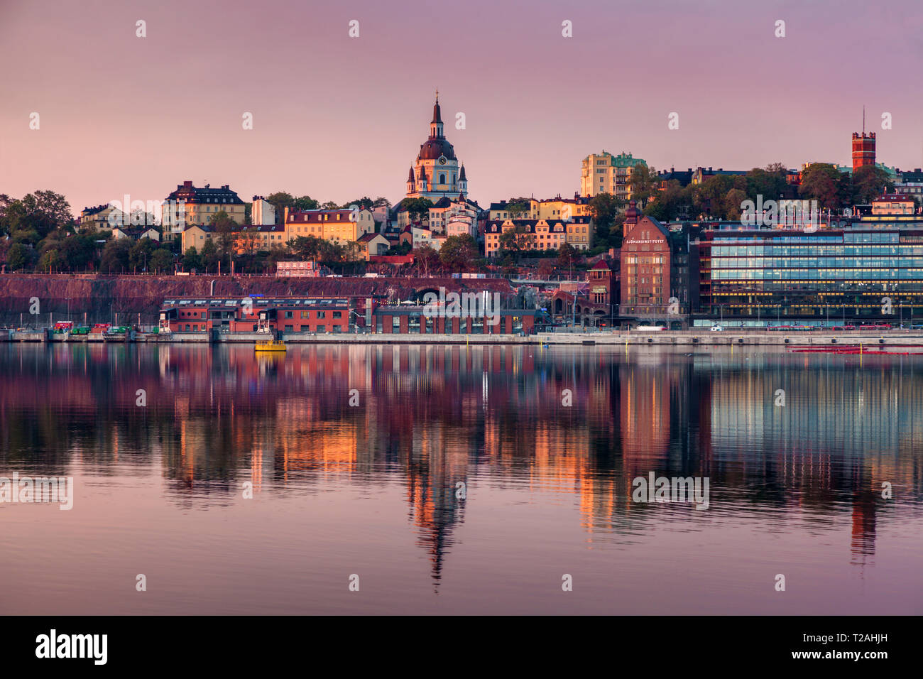 Skyline at sunset in Stockholm, Sweden Stock Photo - Alamy