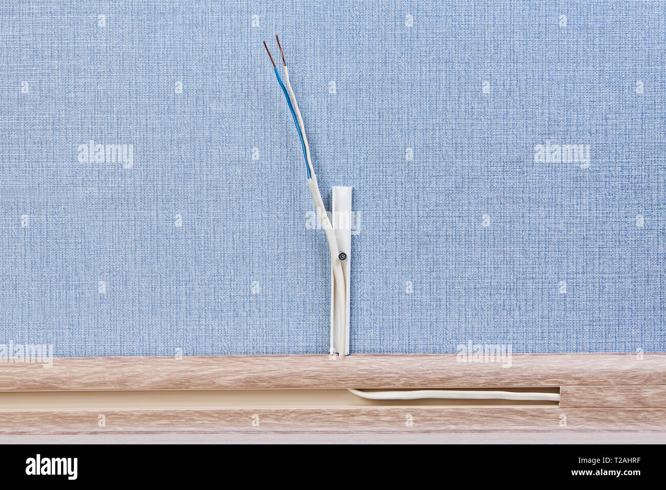 The cable channel on the front side, copper wiring in plinth Stock ...