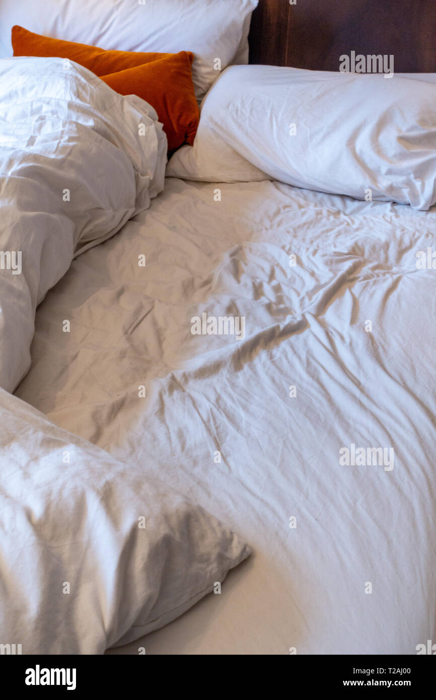 High up view from above of a bedroom in the morning scene with a ...