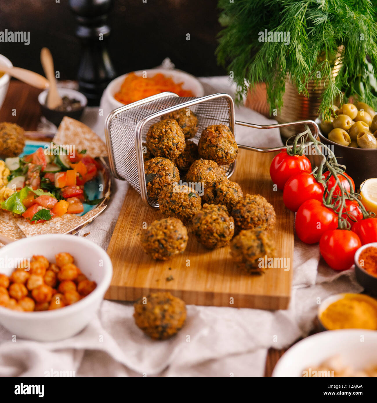 Falafel with ingredients Stock Photo - Alamy