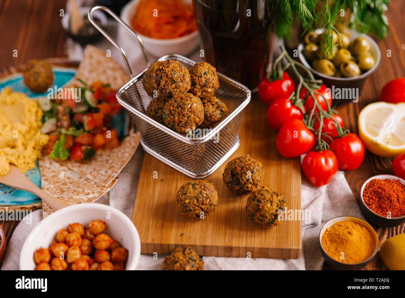 Falafel with ingredients Stock Photo - Alamy
