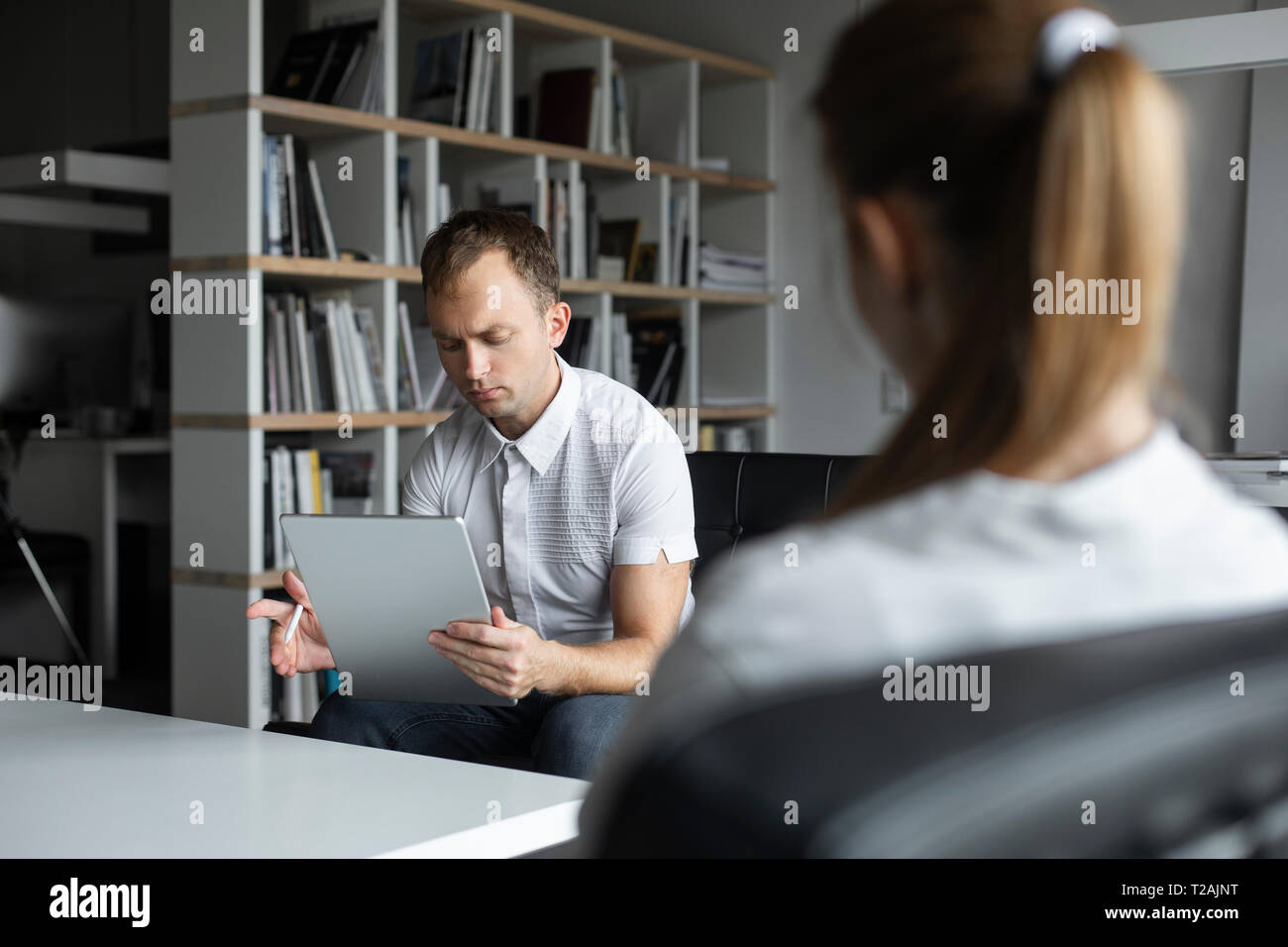 Interview horizontal hi-res stock photography and images - Alamy