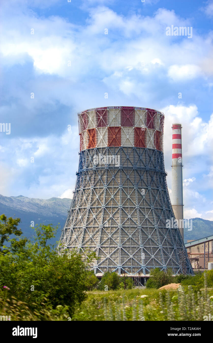 Thermal power plant chimney Stock Photo - Alamy