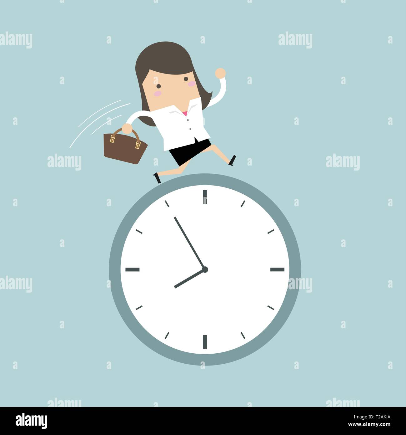 Businesswoman running on clock Stock Vector Image & Art - Alamy