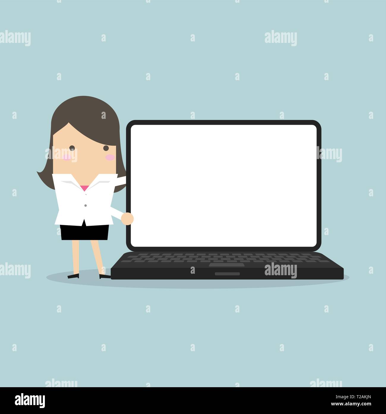 Happy businesswoman pointing finger Stock Vector Images - Alamy