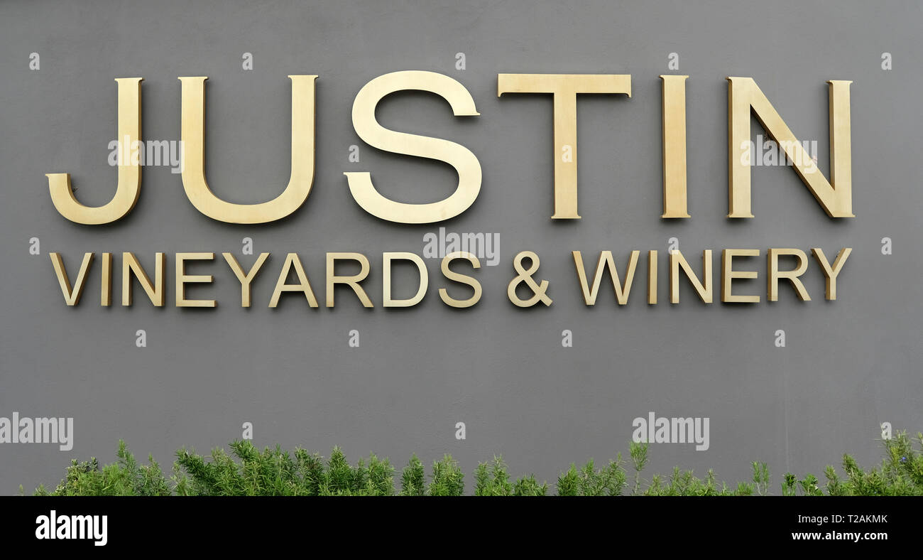 Justin Vineyards & Winery Sign Stock Photo - Alamy