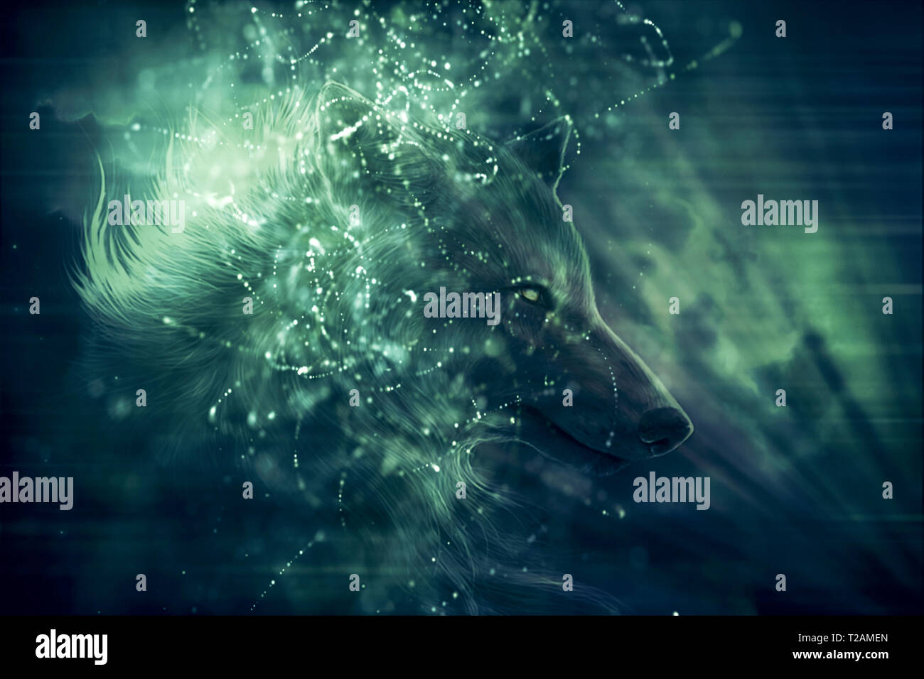 Artistic colorful abstract powerful bright wolf background Stock Photo ...