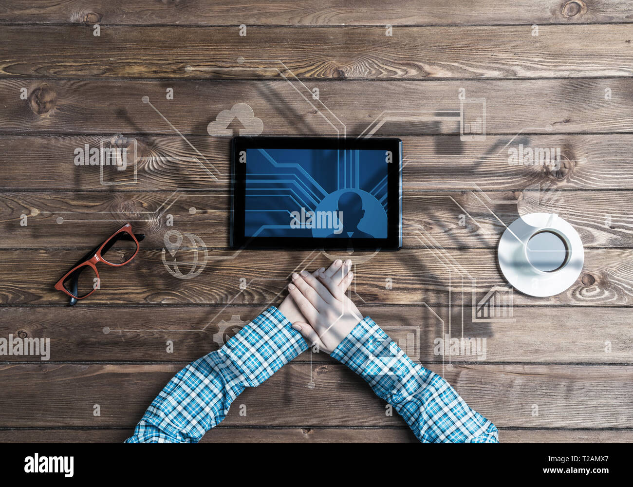 Concept of social communication and networking with media user ...