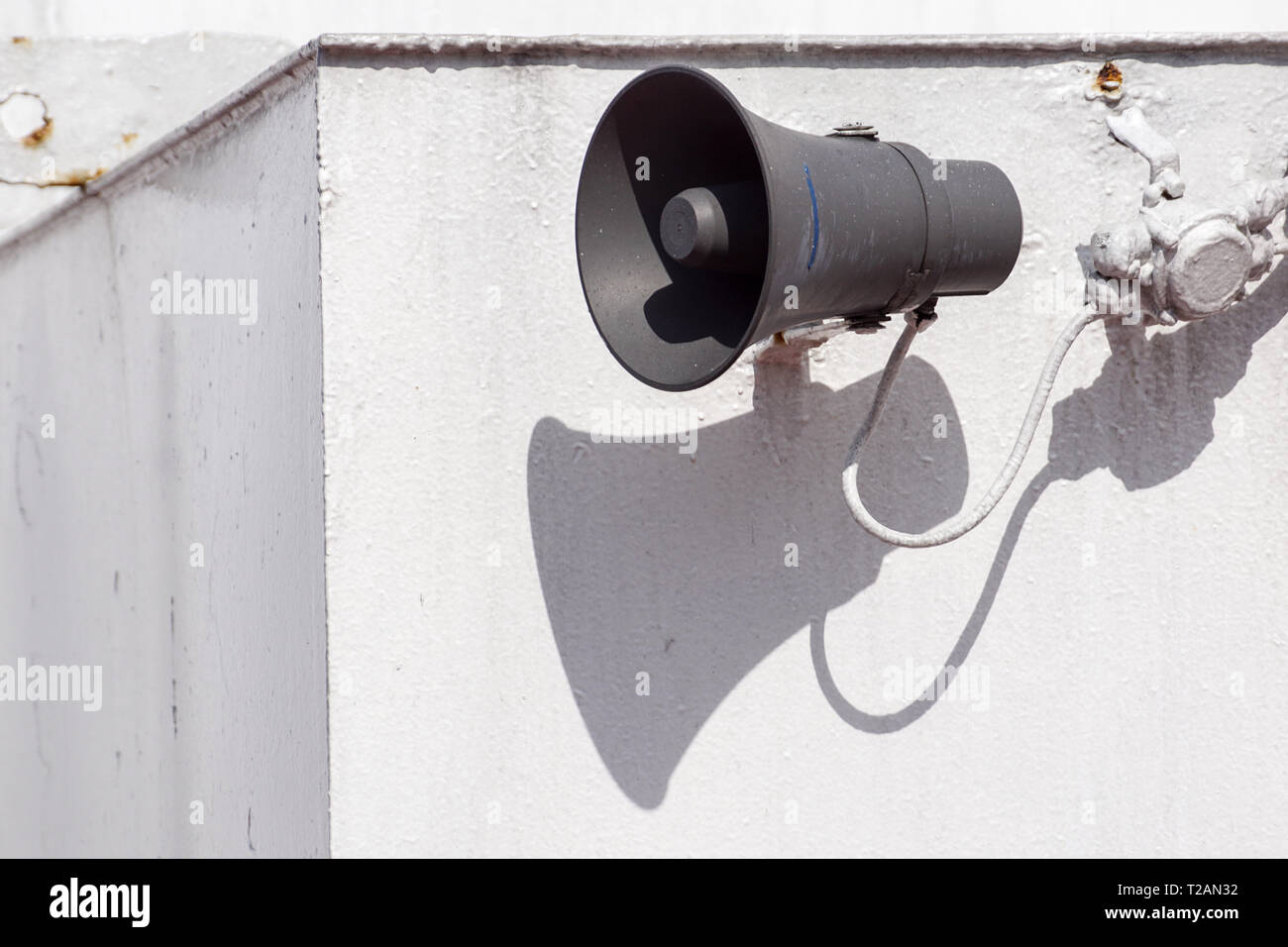 Speaker for external broadcasting .outdoor speekers Stock Photo - Alamy