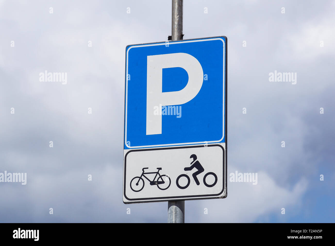Park area sign for Bicycles and Motorcycle Stock Photo - Alamy