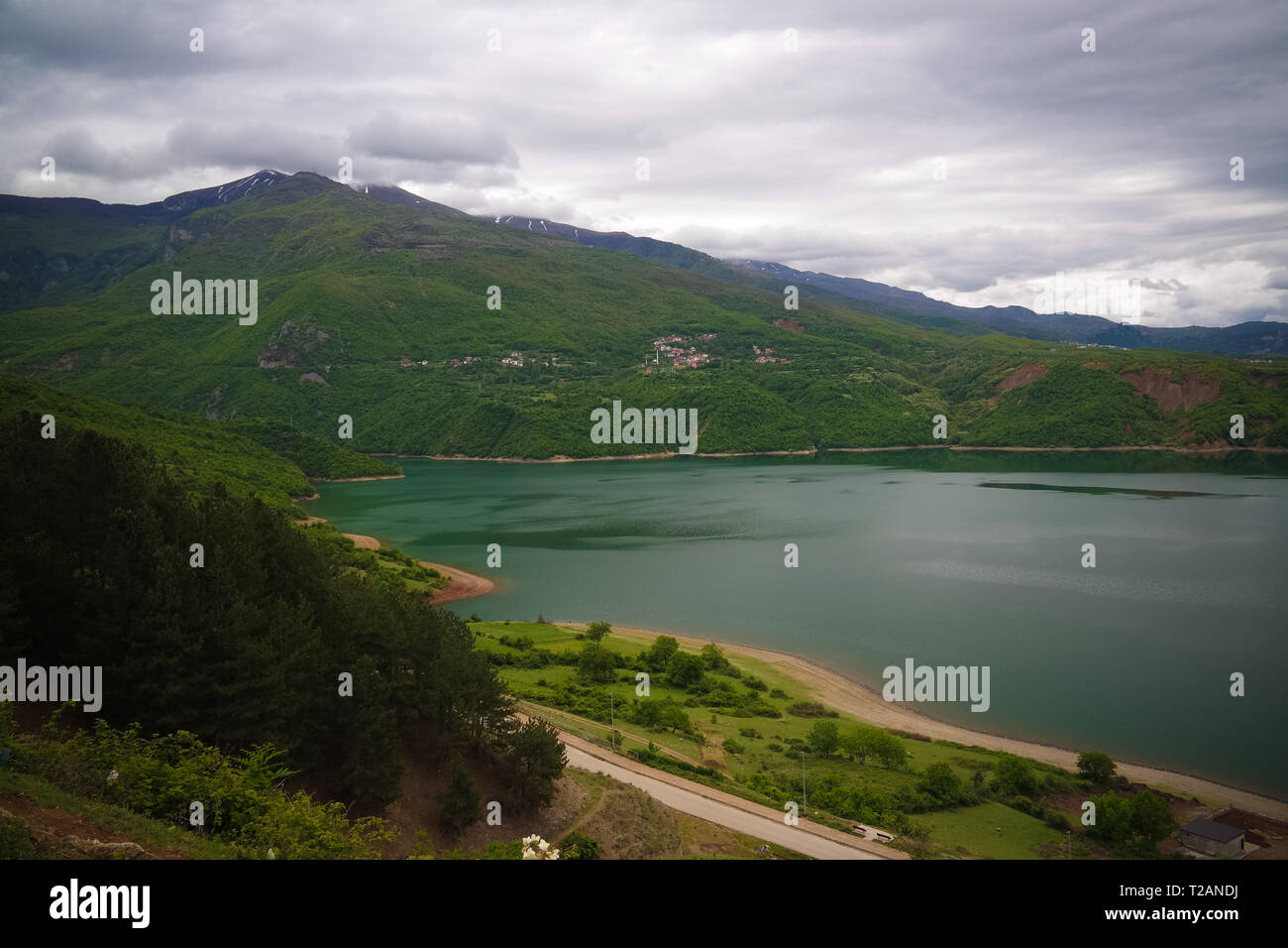 Aerial panoramic view to lake Debar in North Macedonia Stock Photo - Alamy