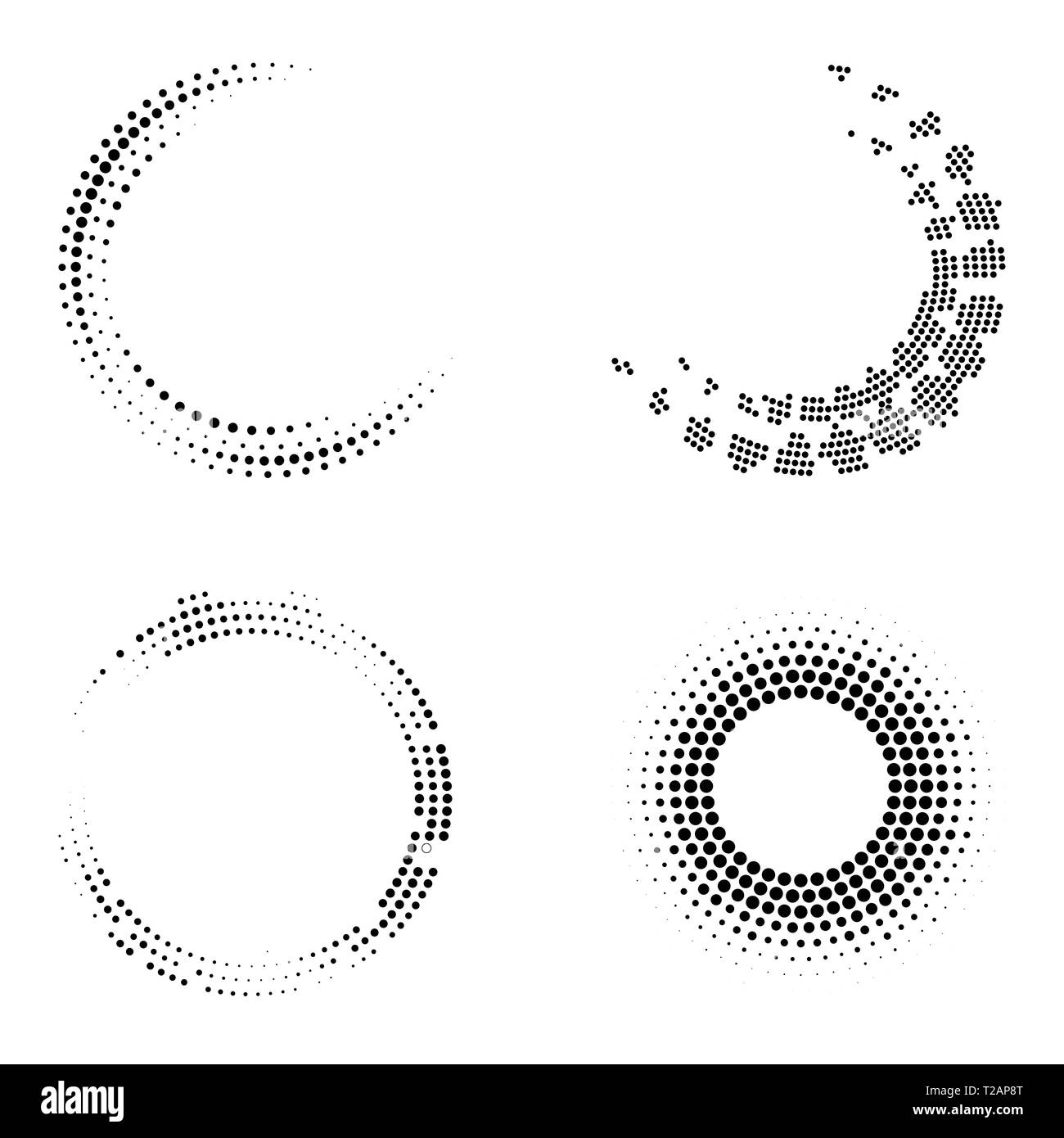 Set of round halftone frames. Abstract vector design elements Stock ...