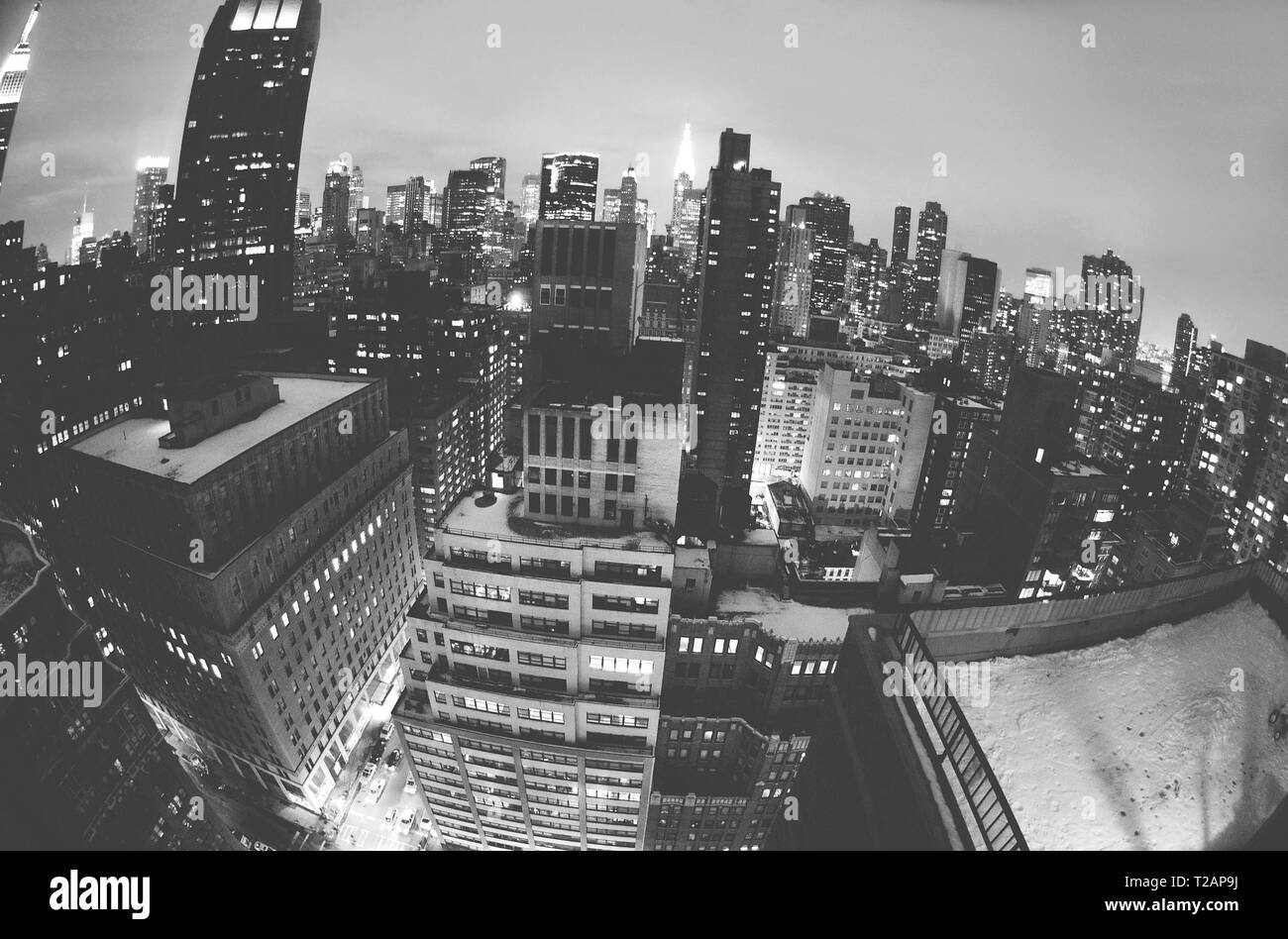 Wide Angle, Top View of Midtown Manhattan Night Skyline Stock Photo - Alamy