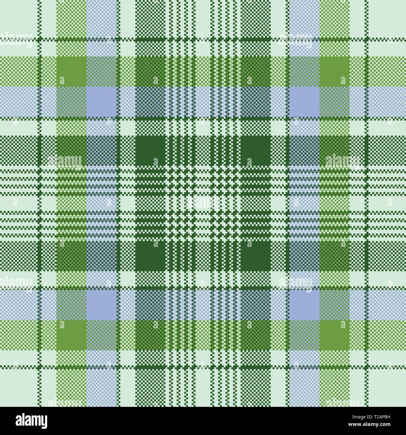 Green plaid pixel seamless fabric texture. Vector illustration Stock ...