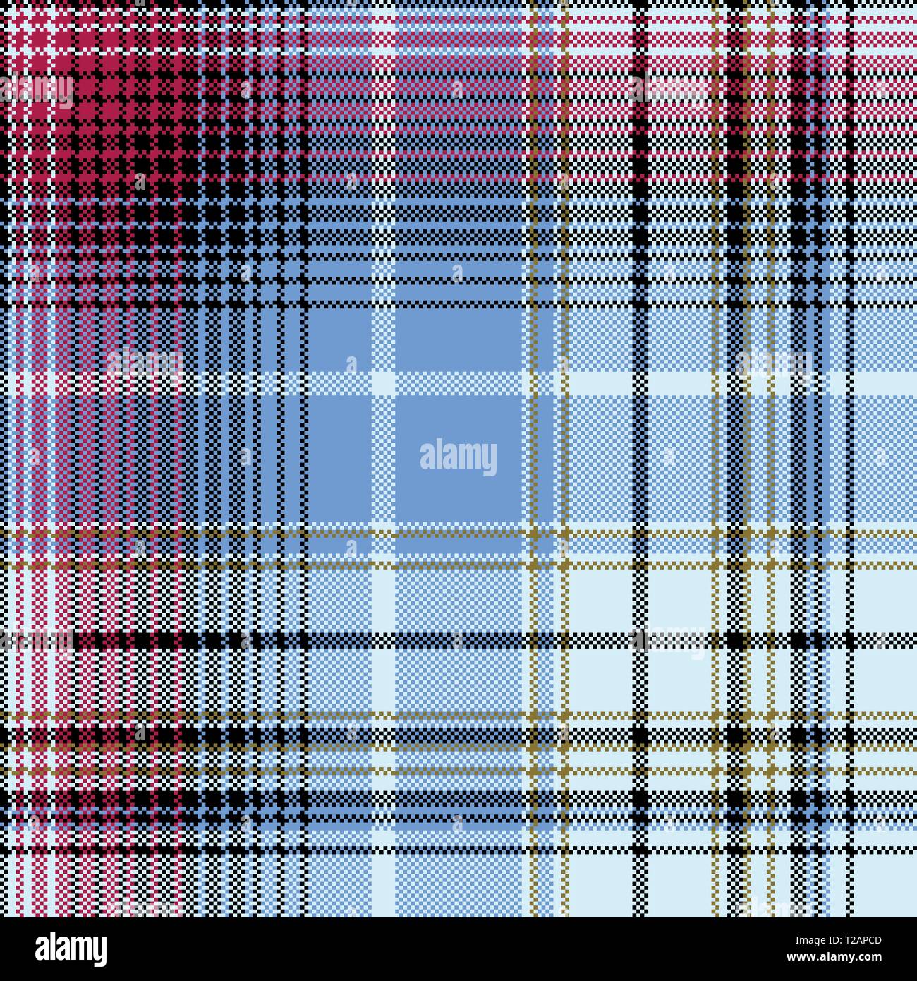 Check pixel plaid textile texture seamless pattern. Vector illustration ...