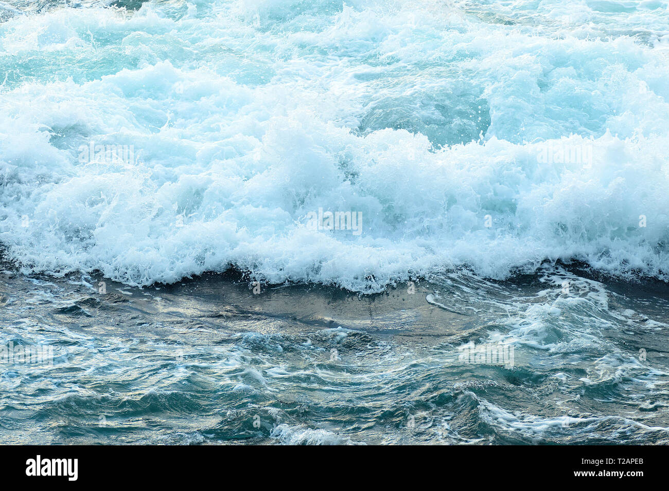 Sea water with foam. Top view sea texture. Nature wallpaper. Ocean ...