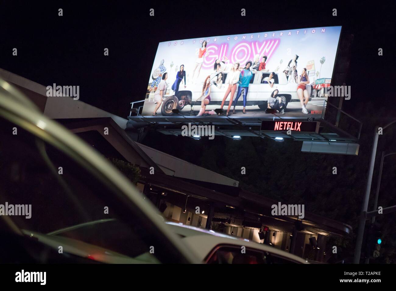 Netflix logo in Los Netflix bill boards at Sunset Boulevard in Los ...