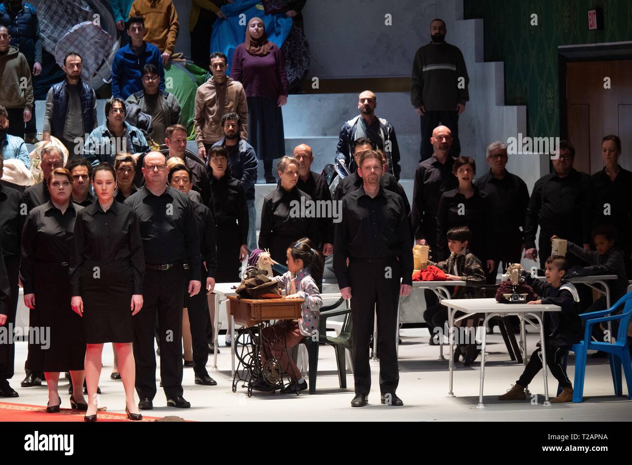 06.03.2019, Hamburg Opera: Syrian refugees as singers and actors at a ...