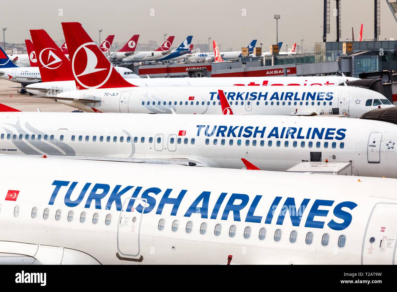 Istanbul, Turkey – May 28, 2014: Turkish Airlines airplanes at Istanbul ...