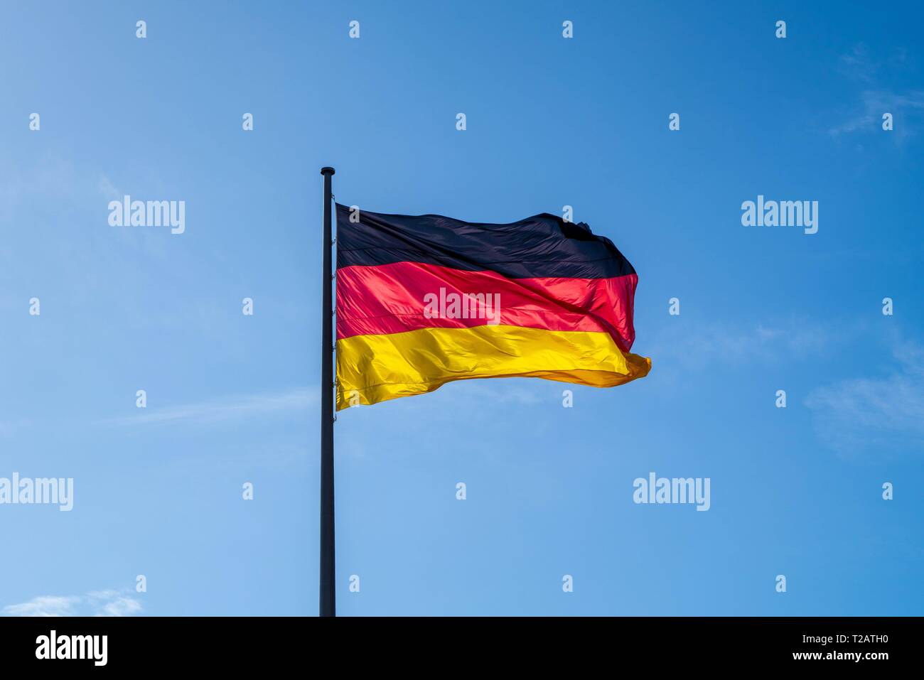 Germany: Flag of unified Germany in front of the German parliament ...