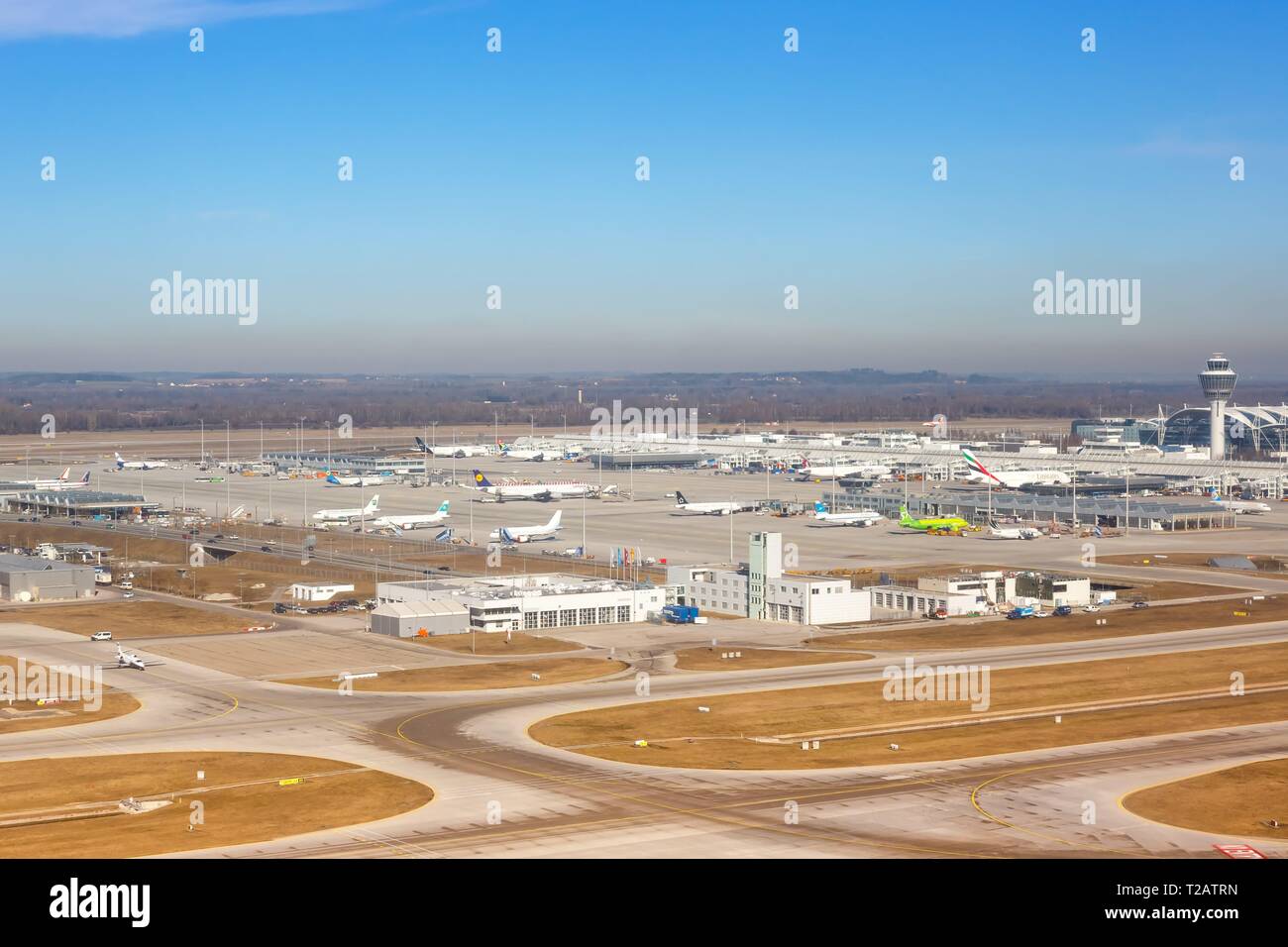 Aerial view munich airport hi-res stock photography and images - Alamy
