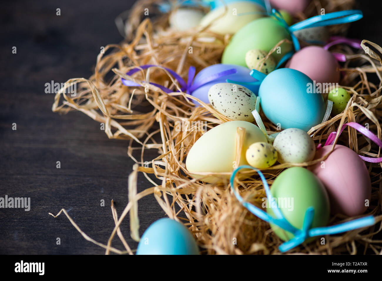 Easter holiday natural composition with first spring flowers like ...