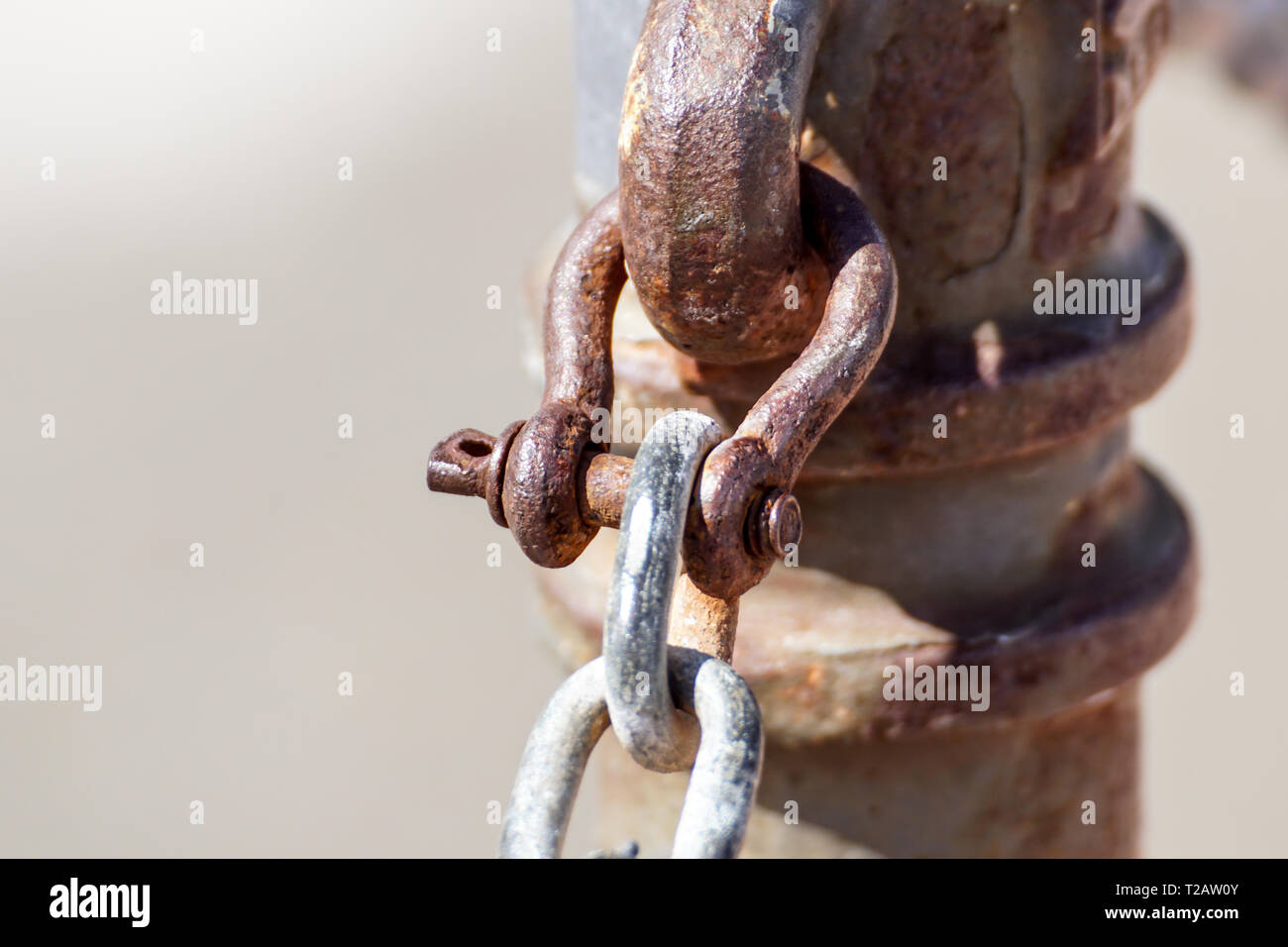 wire rope sling old connection of rusty steel select focus with shallow ...