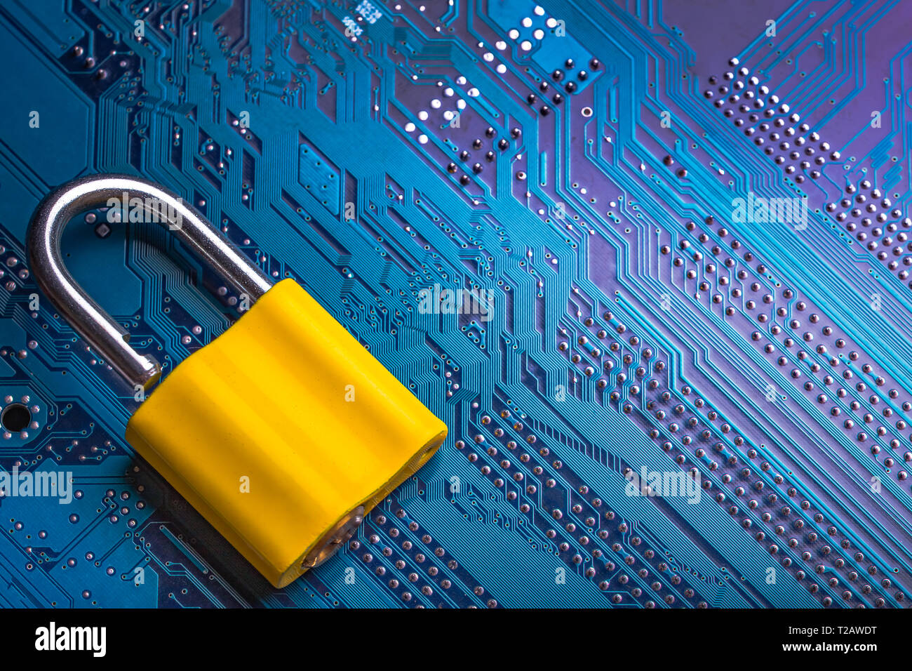 Background image of metal lock on a microchip Stock Photo - Alamy