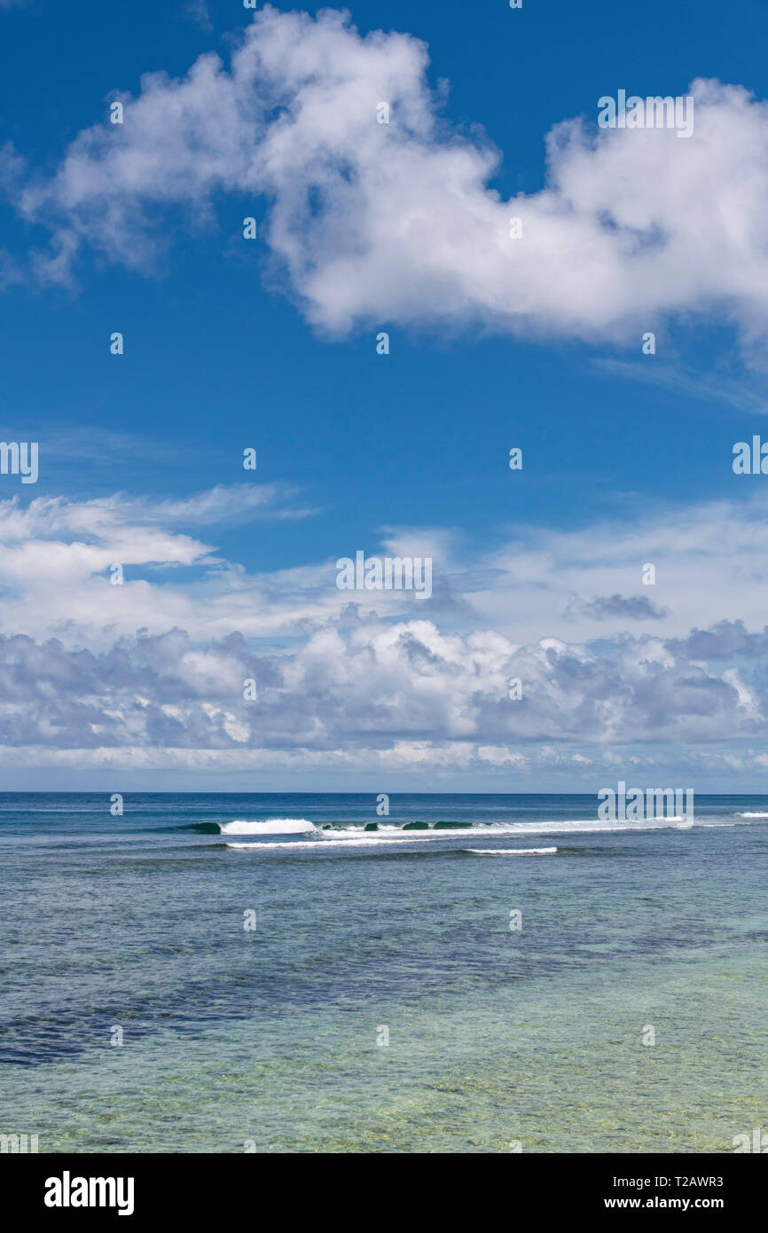 Surf, sea and clouds off the Southeast coast of Mahe, the Seychelles ...