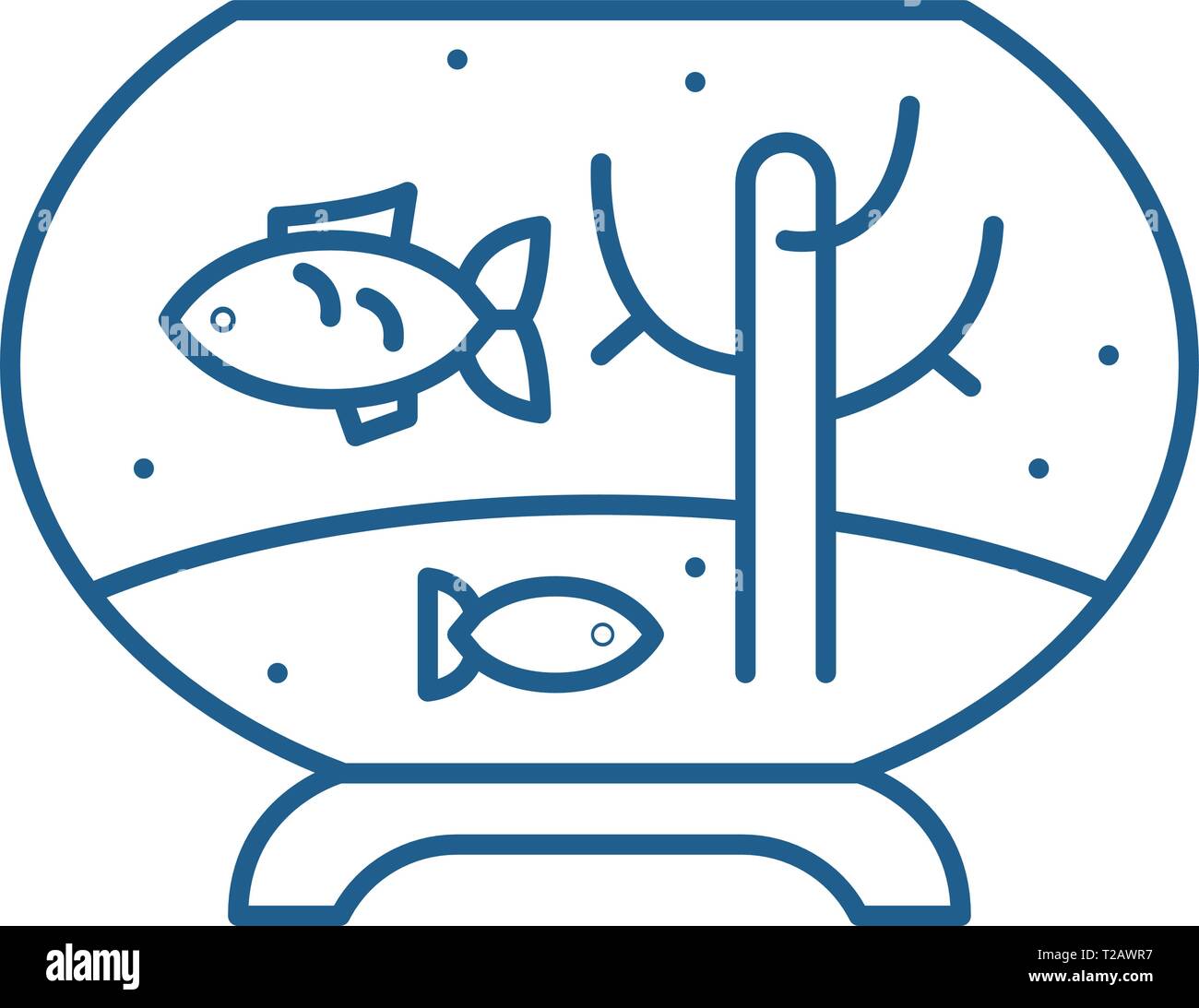 Fish in the aquarium line icon concept. Fish in the aquarium flat ...