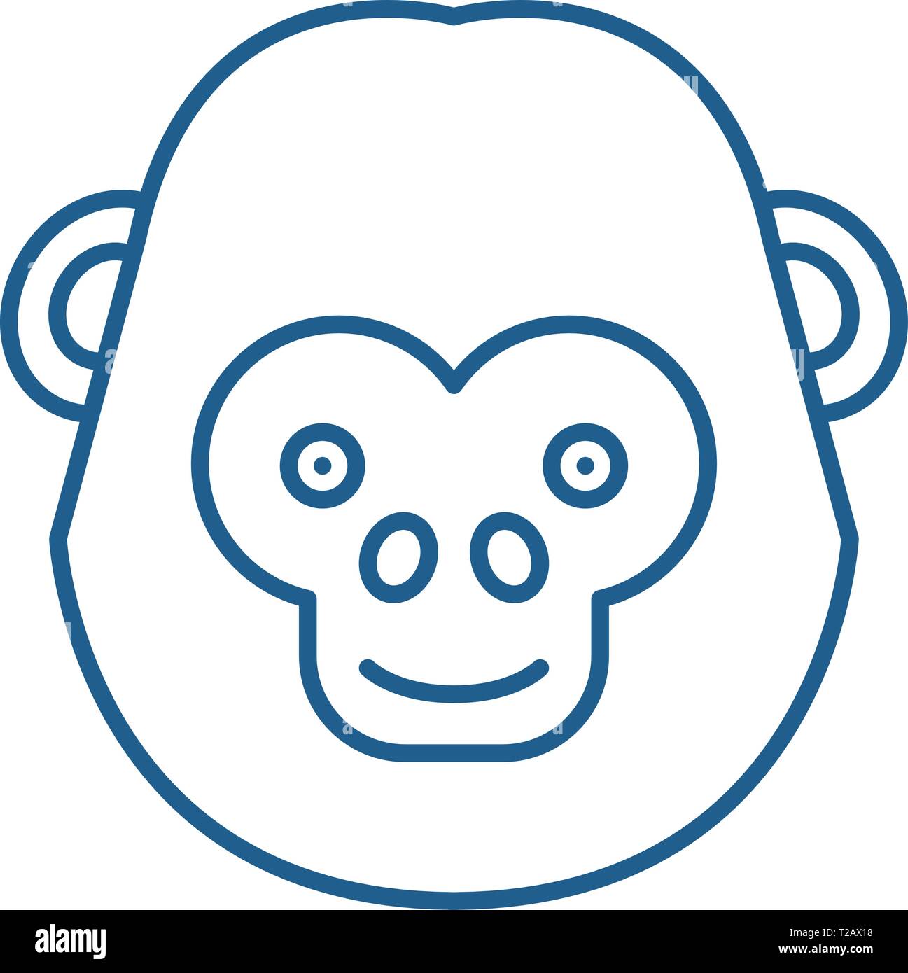 Funny chimpanzee line icon concept. Funny chimpanzee flat vector symbol ...