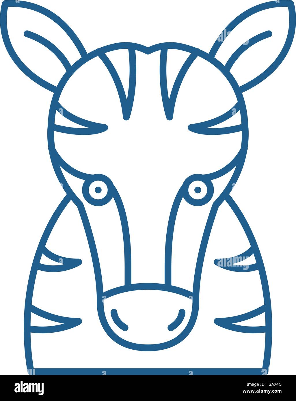 Funny zebra line icon concept. Funny zebra flat vector symbol, sign ...