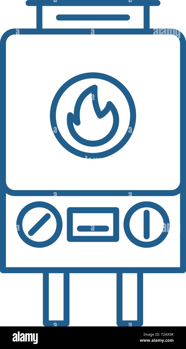 Gas heating line icon concept. Gas heating flat vector symbol, sign ...