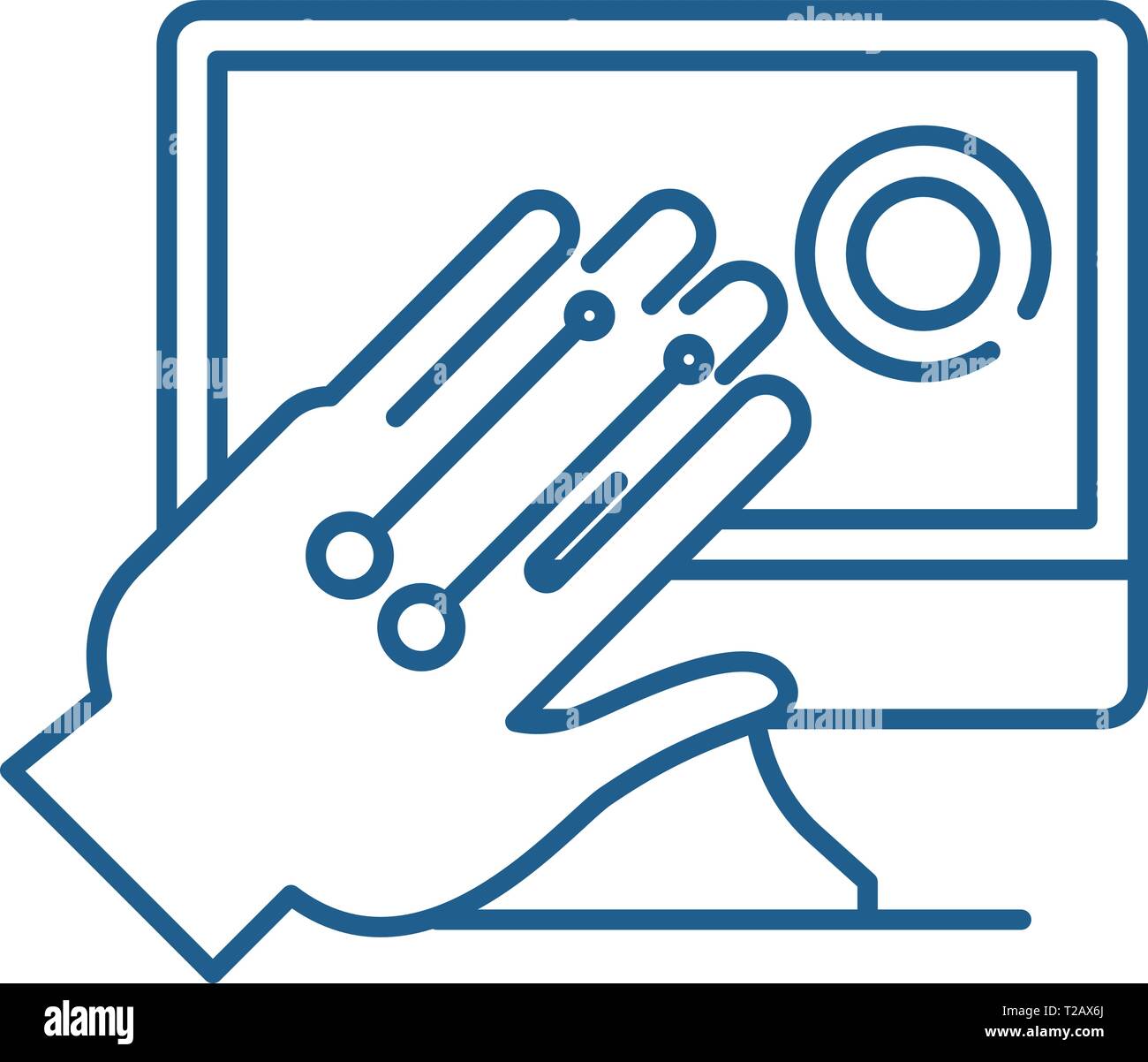Gesture recognition system line icon concept. Gesture recognition ...
